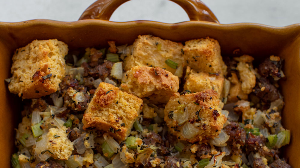Bacon Bratwurst Cornbread Stuffing | SRF Kurobuta Pork – Snake River Farms