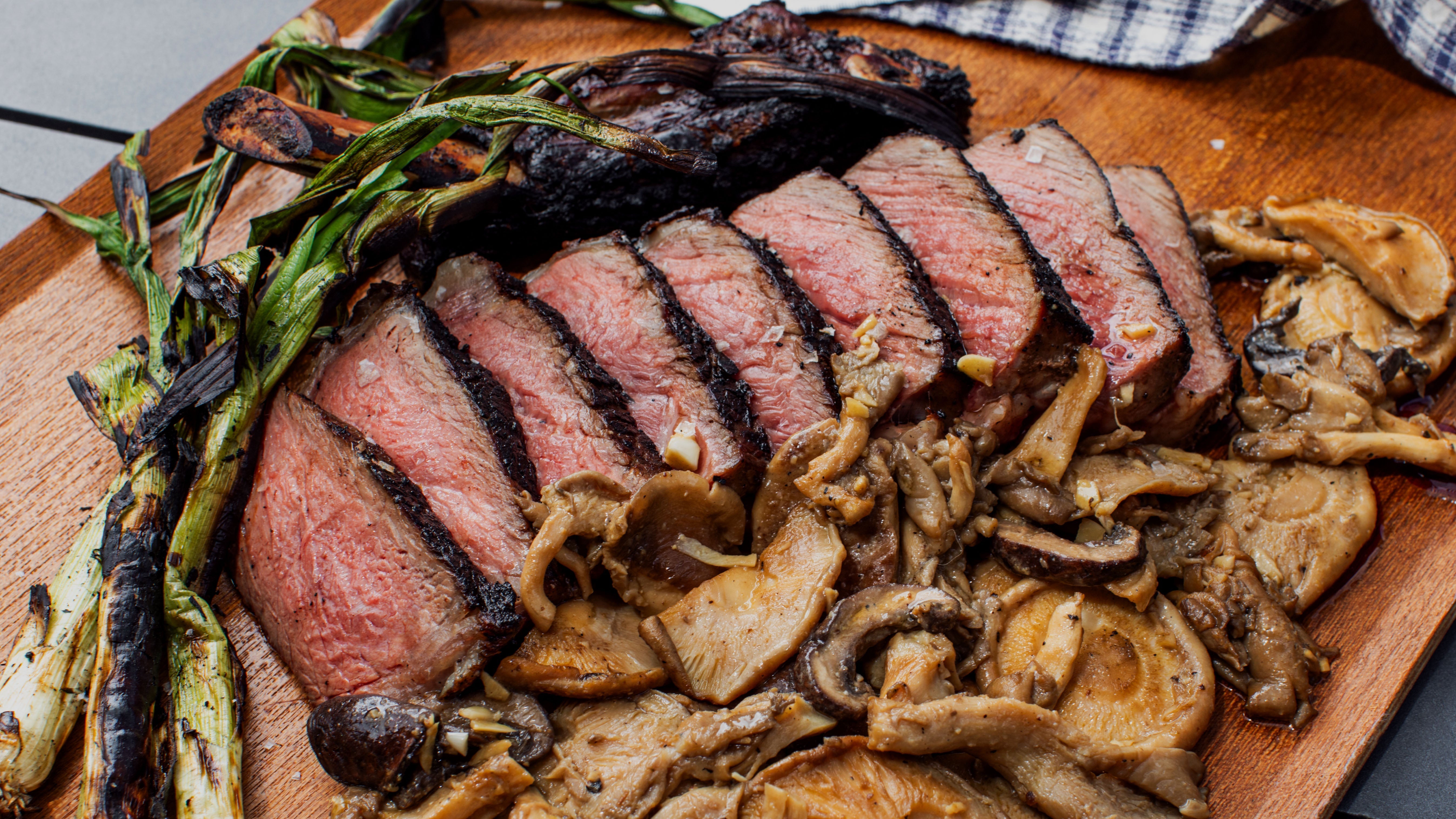 Grilled Bone-In Ribeye Filet with Soy Marinade & Miso Mushrooms Recipe ...