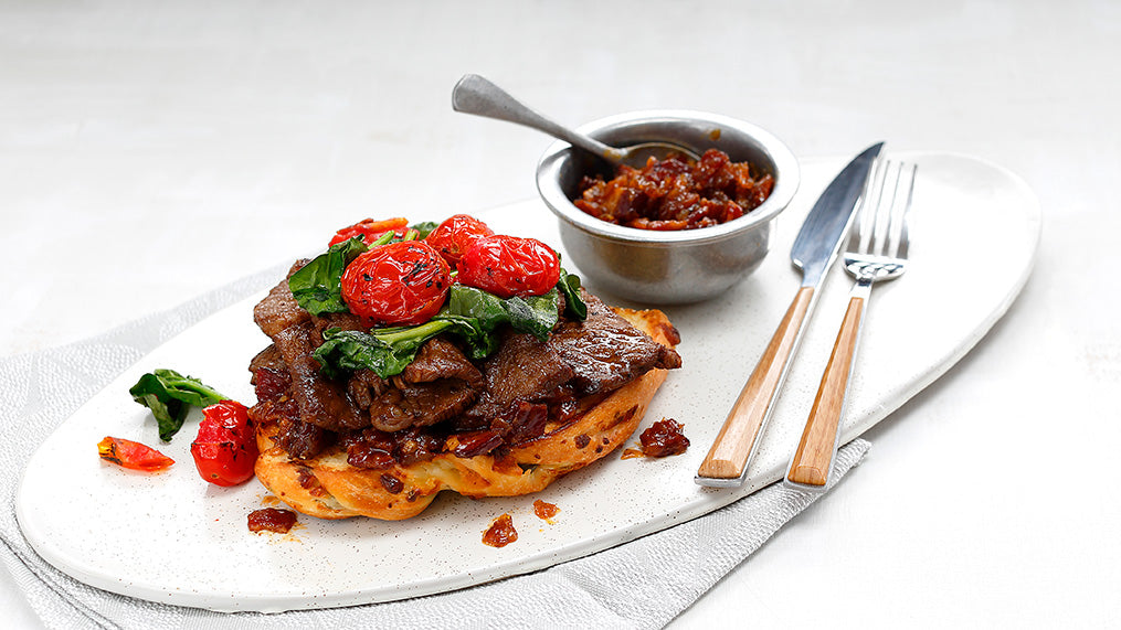 NY Strip Slices with Kurobuta Bacon Jam Sandwich – Snake River Farms