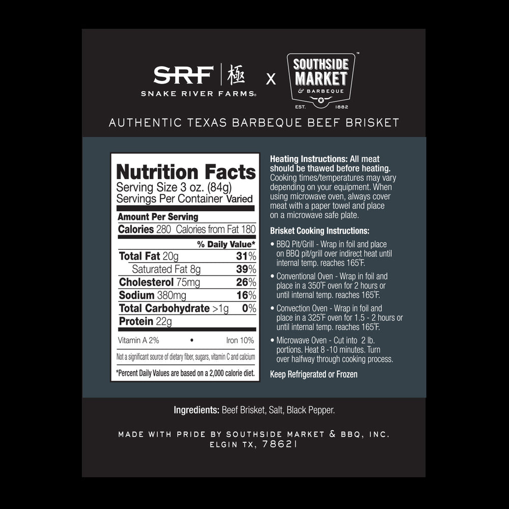 Fully Cooked Wagyu Beef Brisket (9 lbs) - Snake River Farms